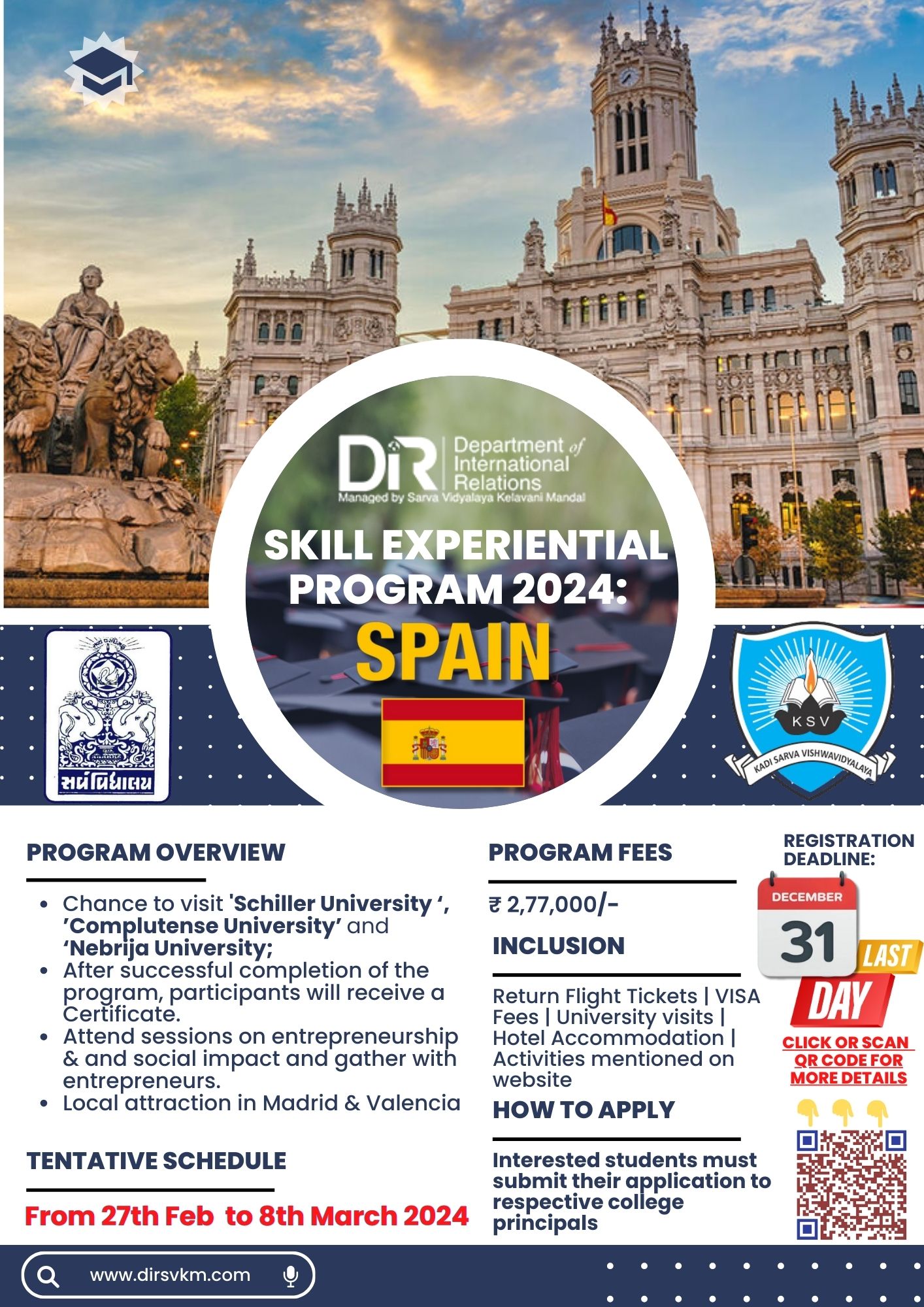 Spain Skill Experiential Program 2024 for University students | DIR